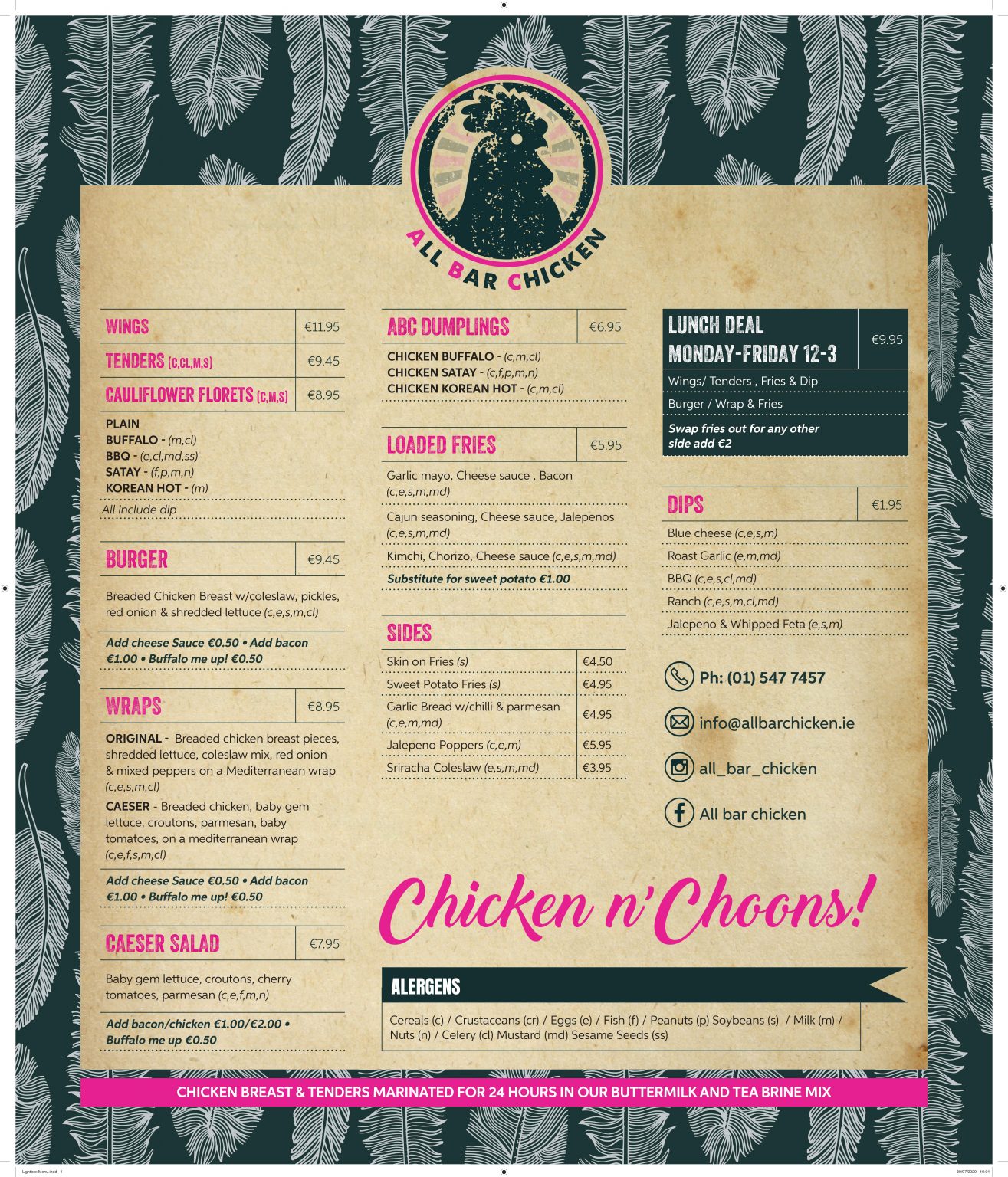 FOOD MENU – All Bar Chicken